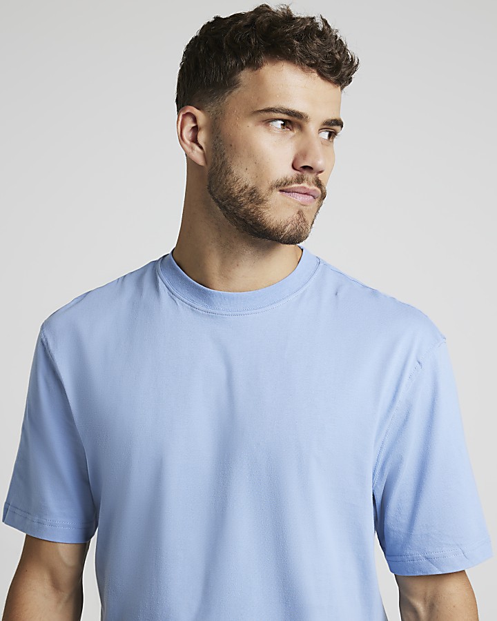 Blue regular fit essential t-shirt | River Island