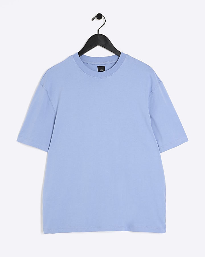 Blue regular fit essential t-shirt | River Island