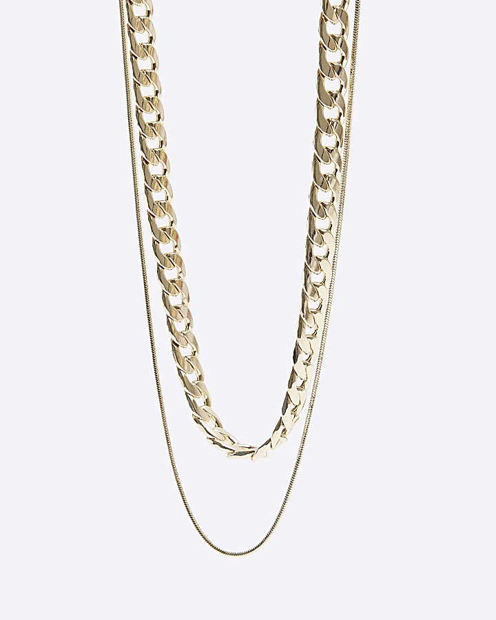 Gold colour multirow chain necklace | River Island