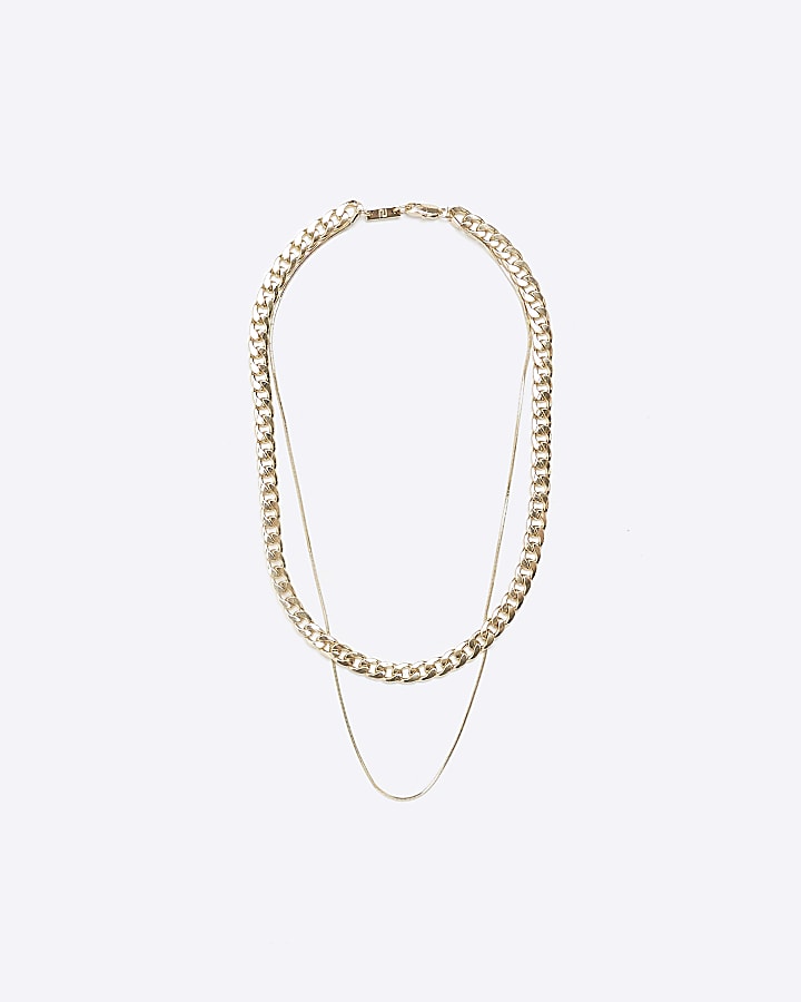 Gold colour multirow chain necklace | River Island