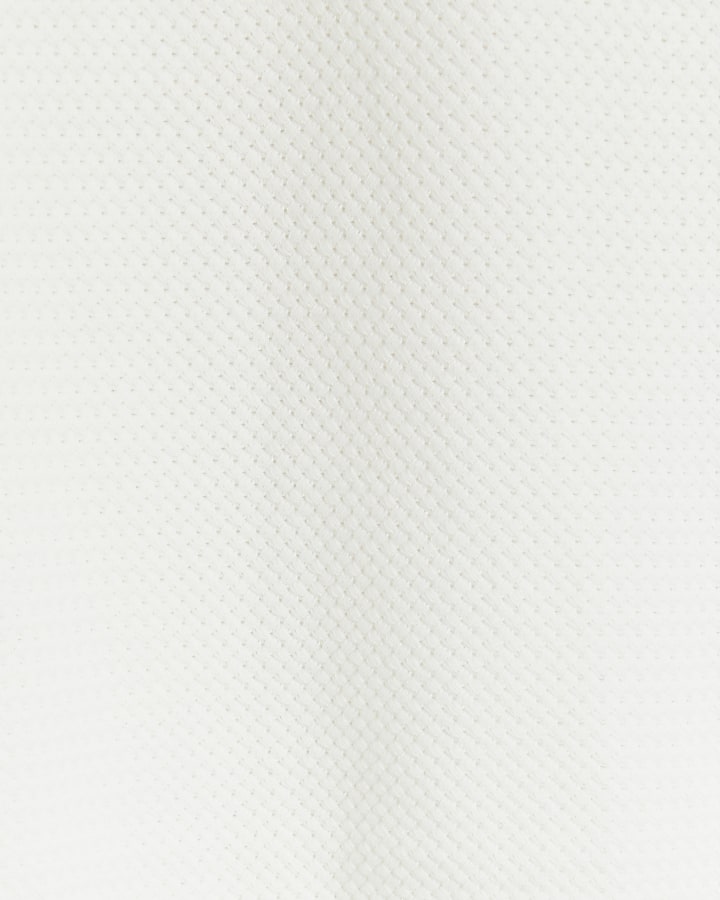 White slim fit textured knit polo | River Island