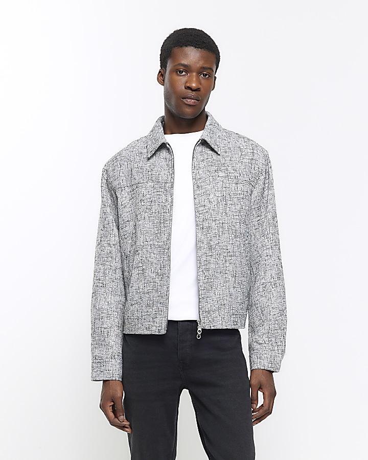 Black regular fit textured jacket | River Island