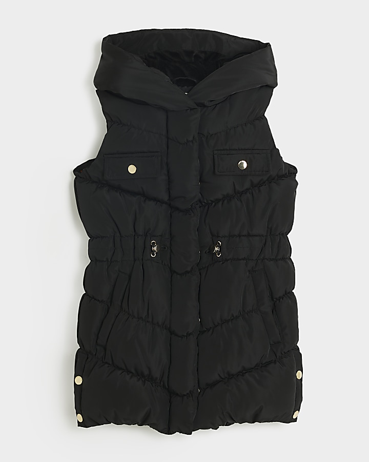 Girls black padded gilet | River Island