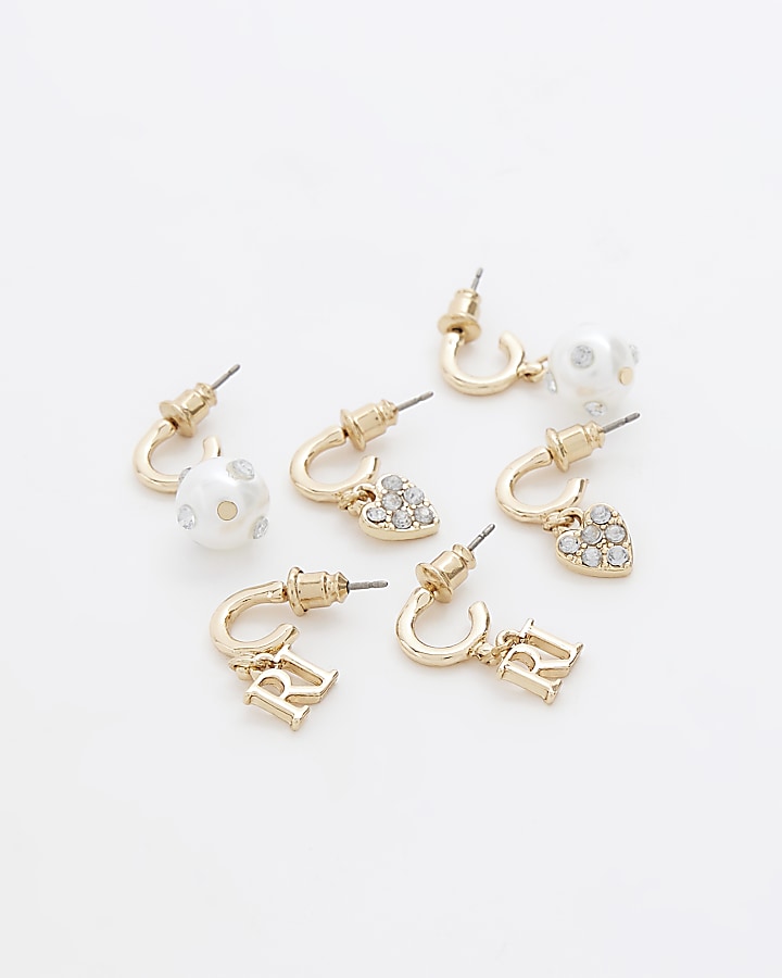 Gold colour basic drop earrings | River Island