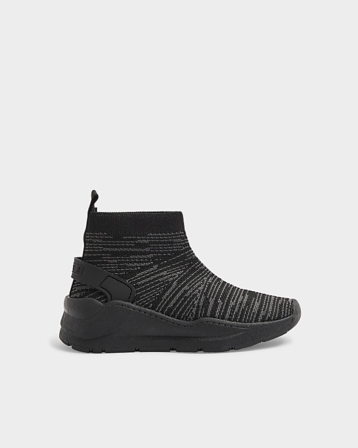 Mini Boys Black High Top Sock Trainers | River Island