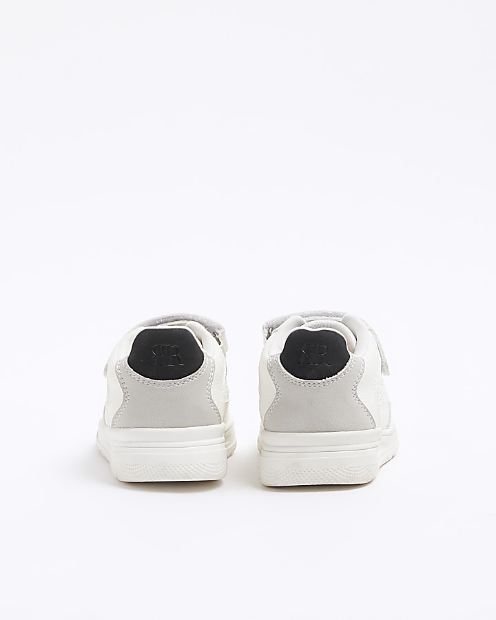 Mini boys white mesh panel trainers | River Island