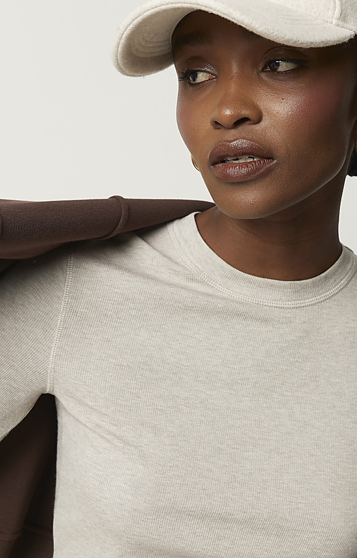 Grey Fitted Rib Long Sleeve Top River Island