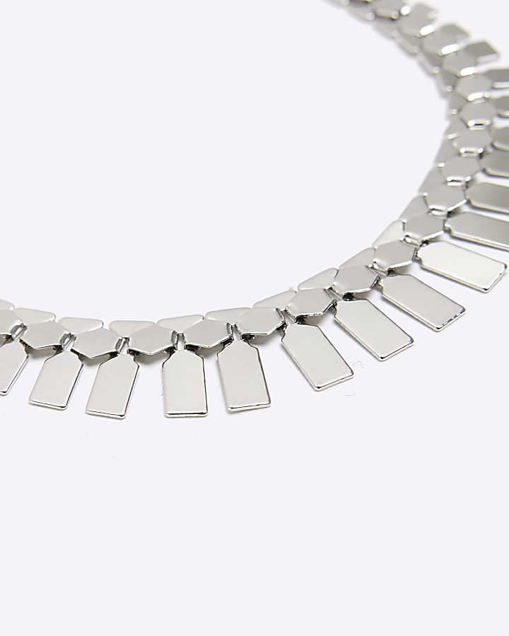 Silver Hex Link Chain Necklace | River Island