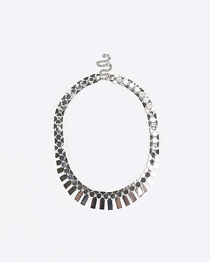 Silver Hex Link Chain Necklace | River Island