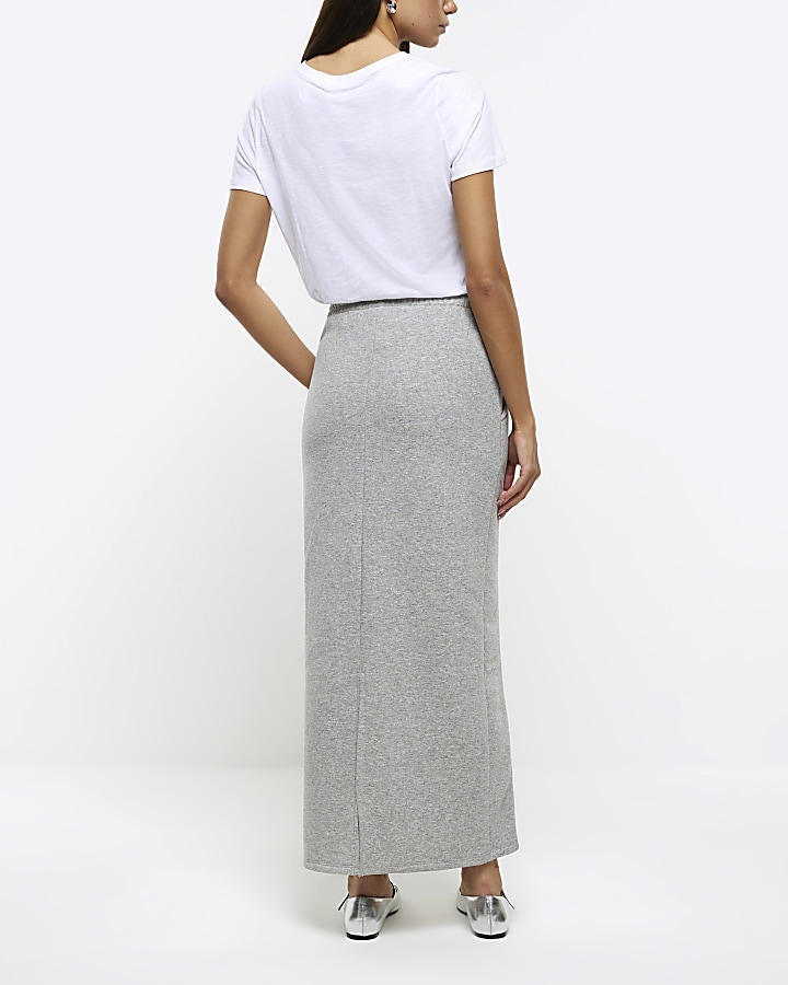 Grey sweat midi skirt | River Island