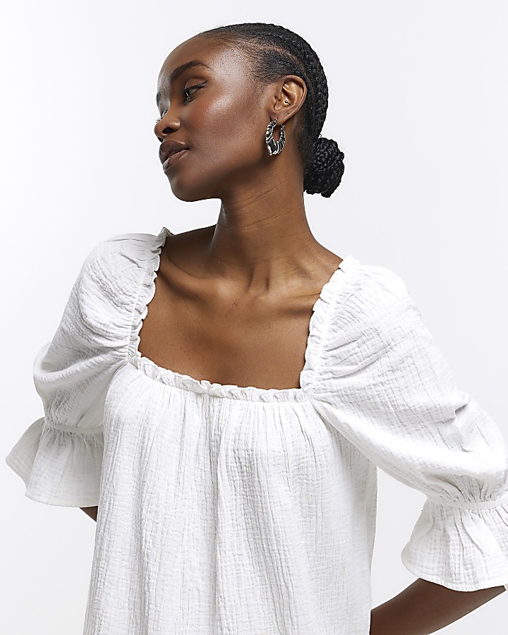 Cream smock mini dress | River Island