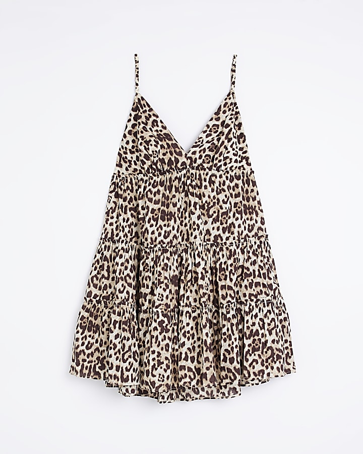 Plus Brown Leopard Print Mini Dress | River Island