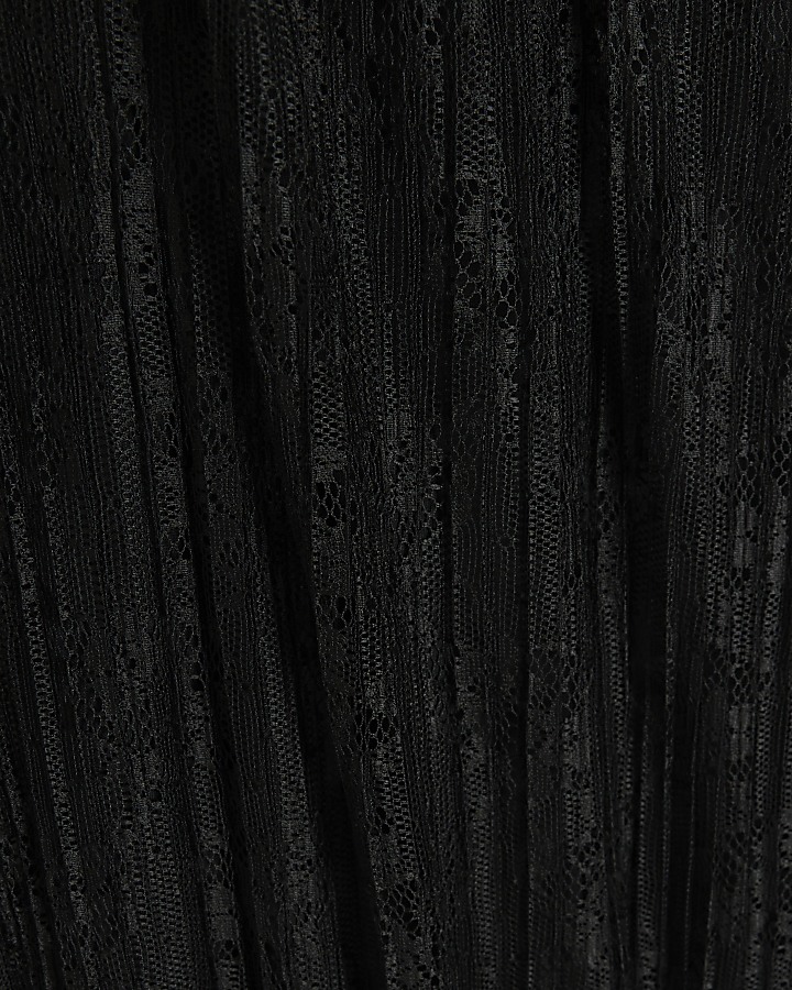 Black Lace Slip Midi Dress River Island