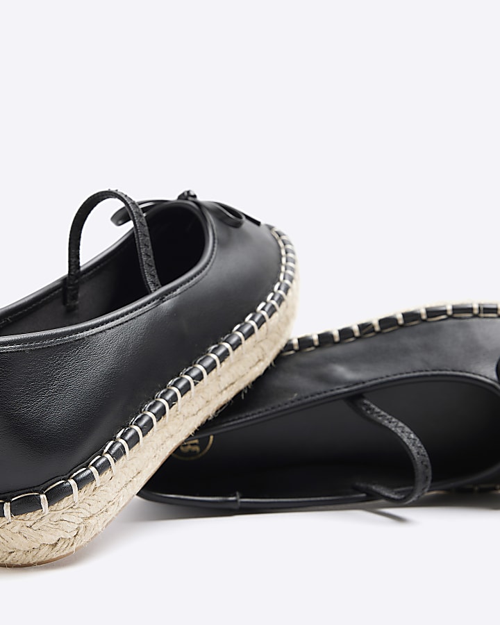 Black Espadrille Ballet Pumps | River Island
