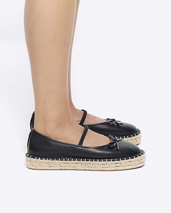 Black Espadrille Ballet Pumps | River Island