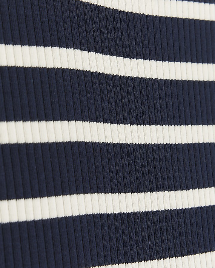 Navy rib stripe tank top | River Island