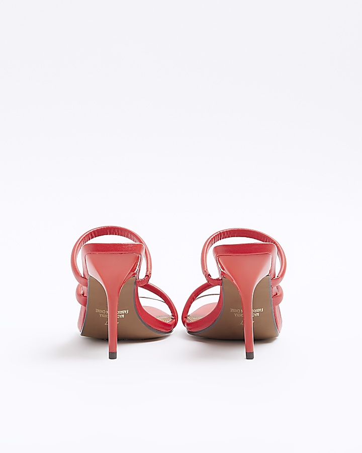 Red strappy heeled sandals | River Island
