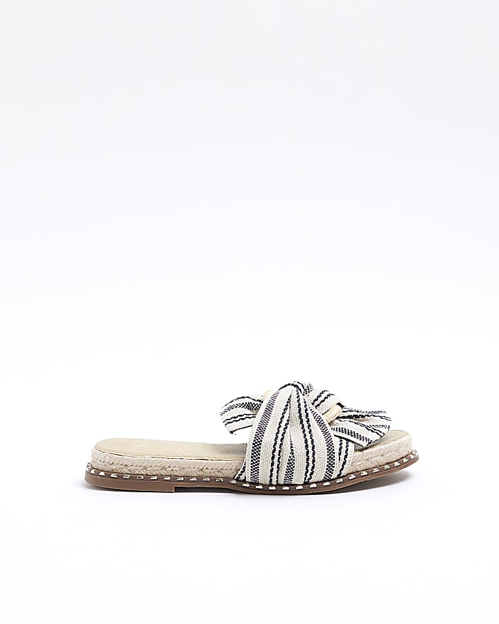 Navy twisted flat sandals | River Island