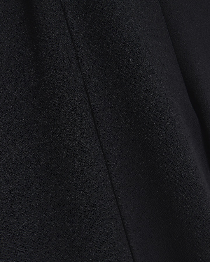 Petite black stitched wide leg trousers | River Island