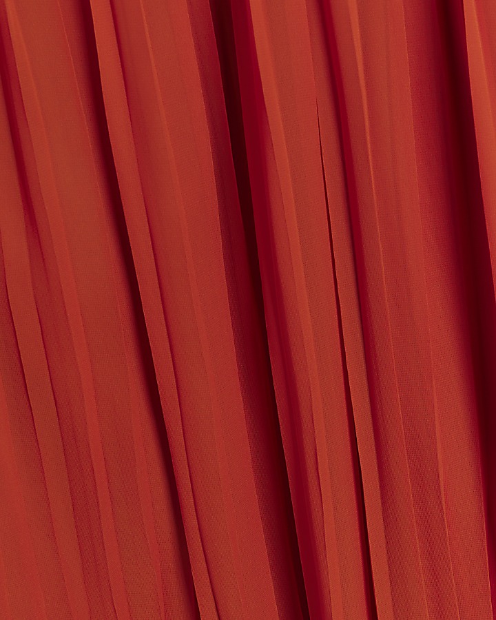 Red plisse one shoulder shift mini dress | River Island