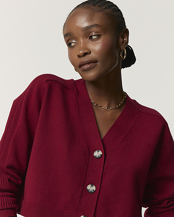 Red Cropped Cardigan | River Island