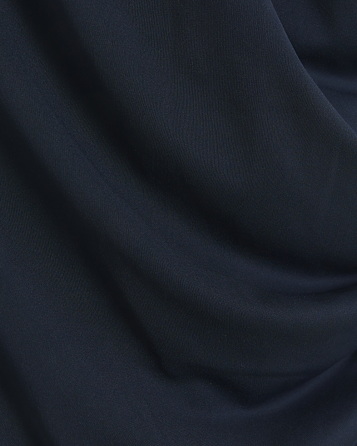 Navy drape wrap mini dress | River Island