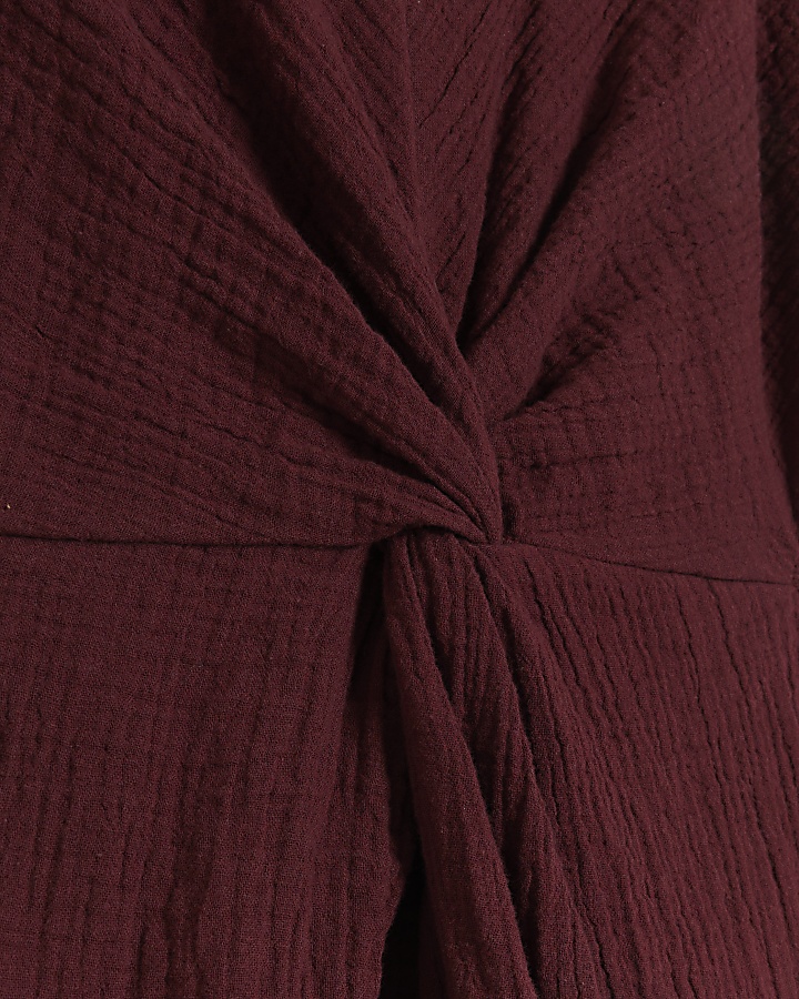 Red textured cut out smock midi dress | River Island