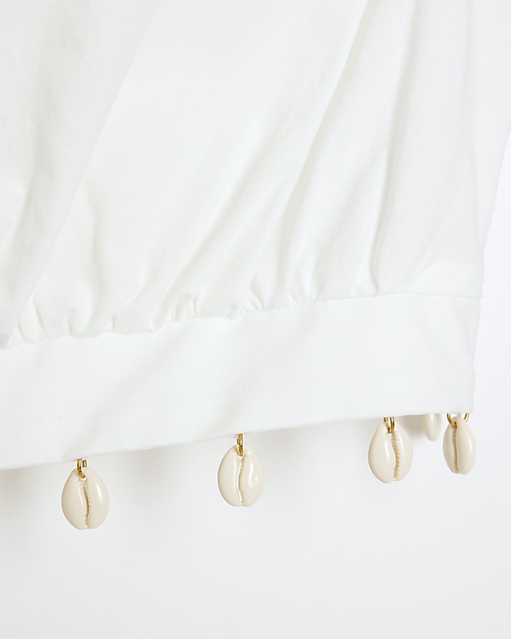 White shell hem crop top | River Island