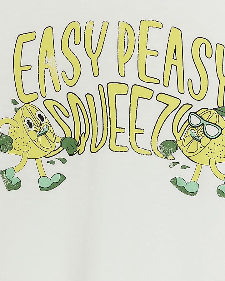 White graphic lemon print t-shirt | River Island