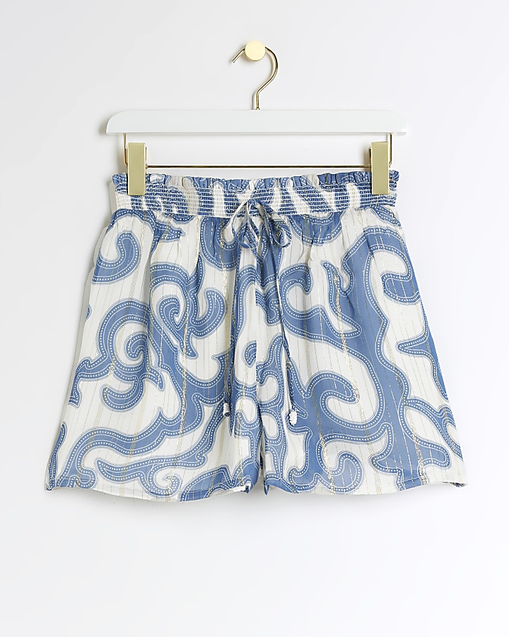 Blue abstract print shorts | River Island