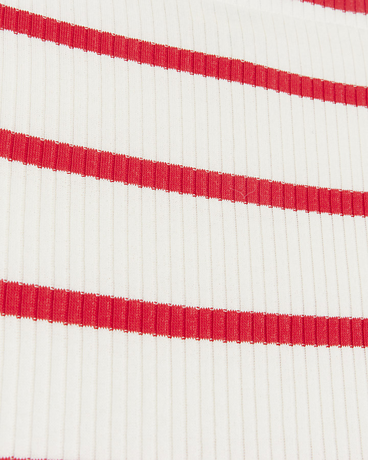 Red Ribbed Stripe Midi Skirt | River Island