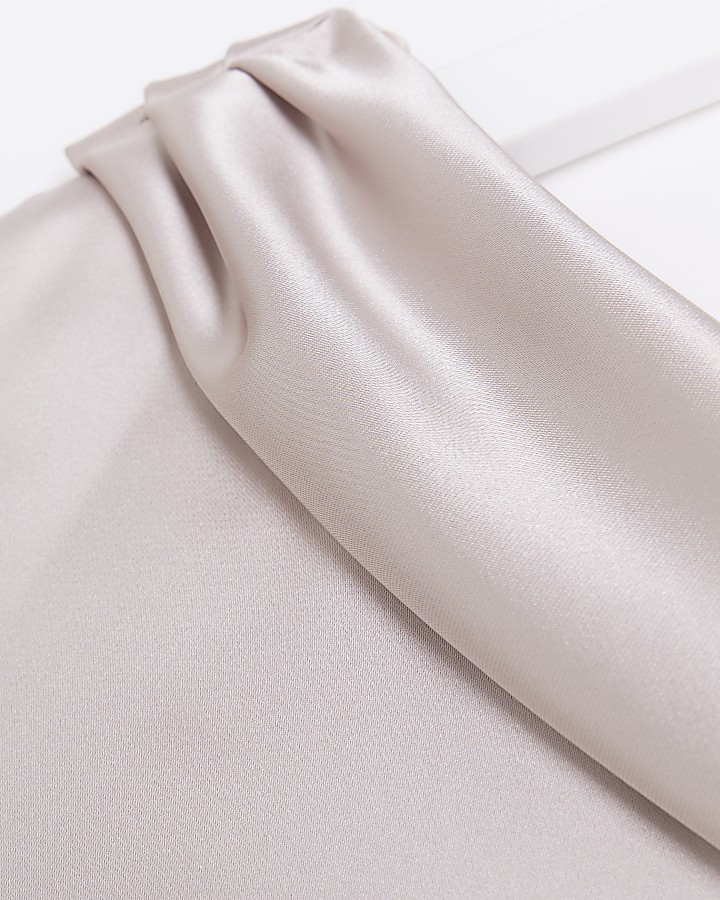 Beige Satin Off Shoulder Blouse | River Island