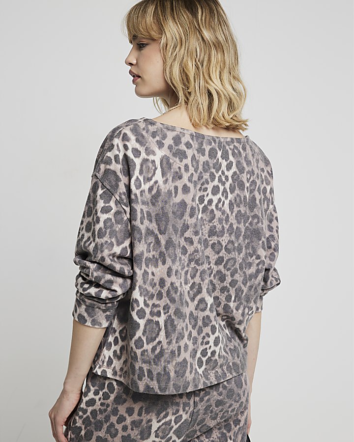 Brown Leopard Print Sweatshirt | River Island