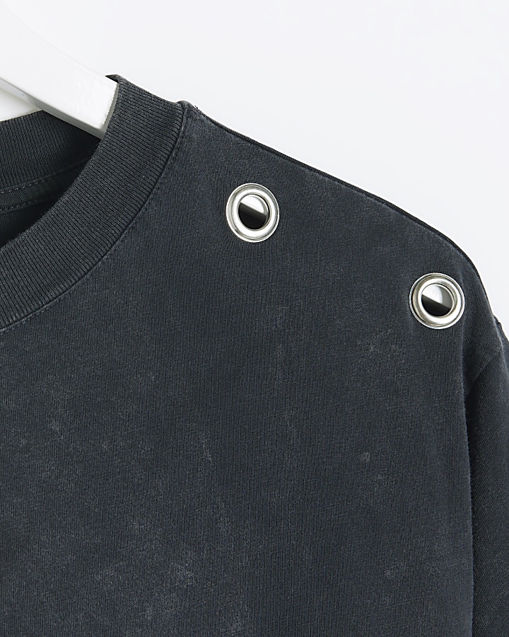 Grey Eyelet T-Shirt Mini Dress | River Island