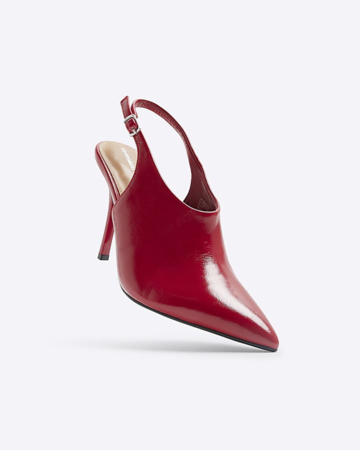 Red sling back heeled shoes | River Island