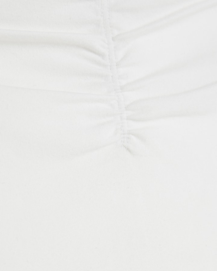 White ruched front bandeau top | River Island