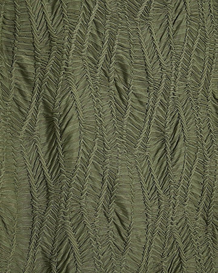 Khaki texture bandeau midi dress | River Island