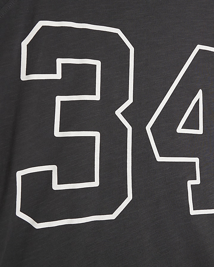Grey Number Print Raglan Top | River Island