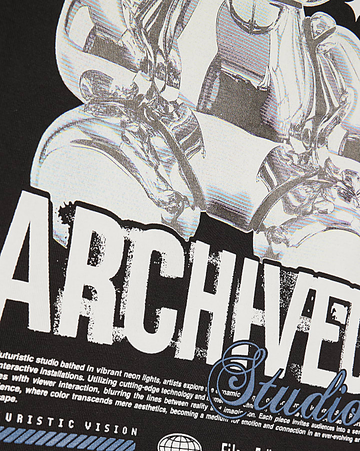 Boys Black Chrome Bear T-Shirt | River Island