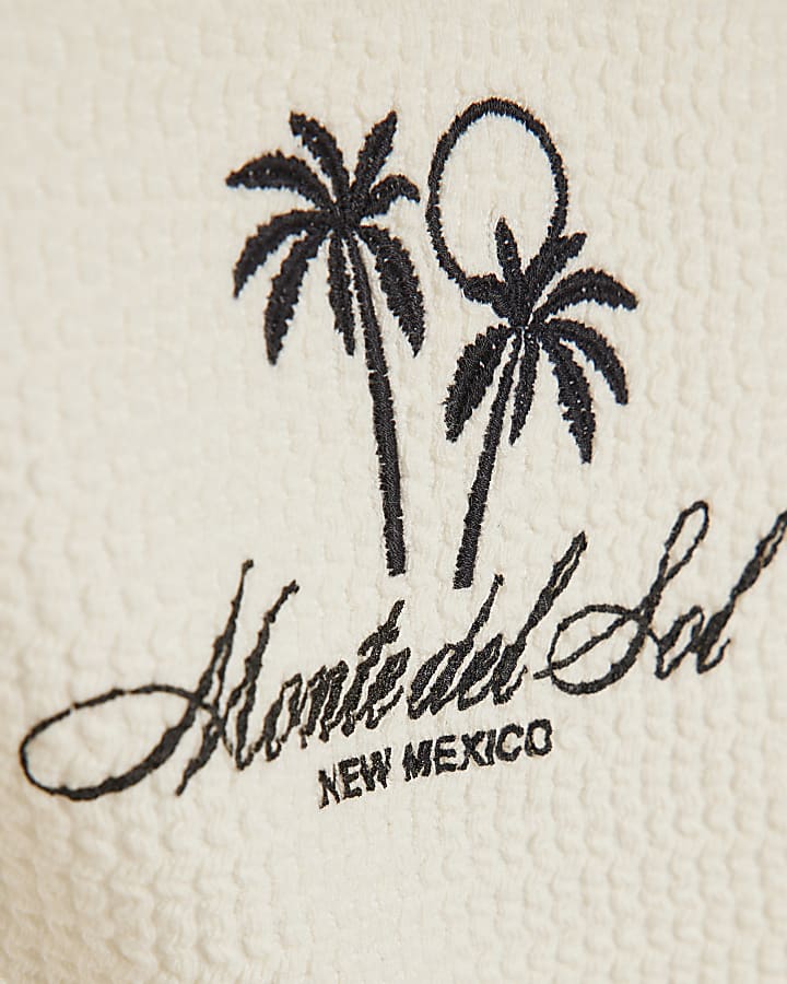 Boys Cream Textured Palm Tree T-Shirt | River Island