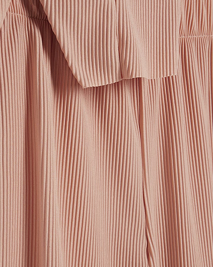 Girls pink plisse waistcoat set | River Island