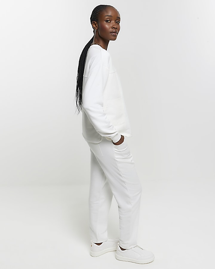 Cream drawstring waist joggers | River Island