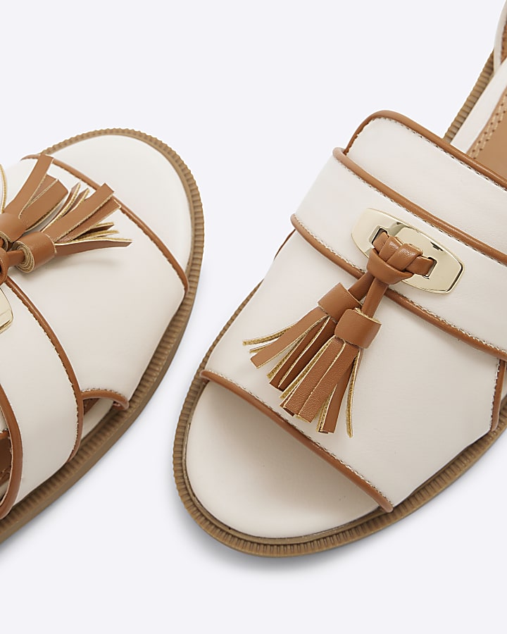 Cream Peep Toe Flat Sandals | River Island