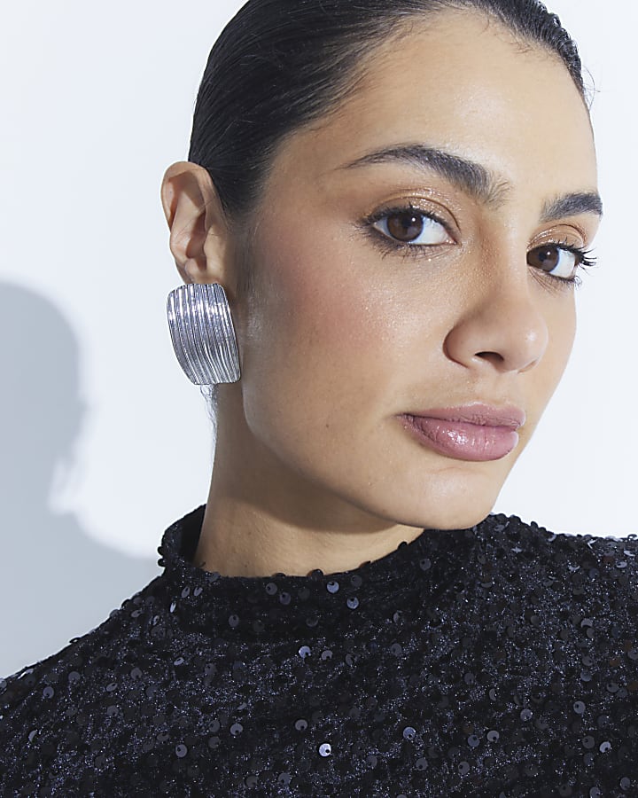 Large silver earrings store