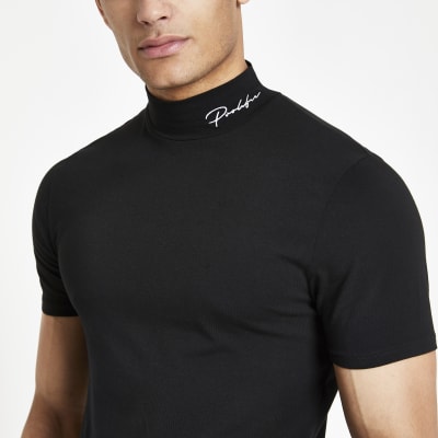 Black Prolific muscle turtle neck T-shirt | River Island
