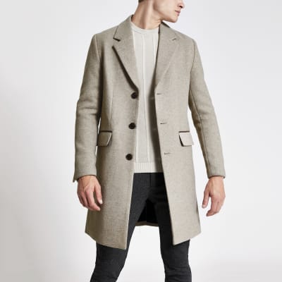 Mens Wool Coat | Mens Wool Overcoat | River Island