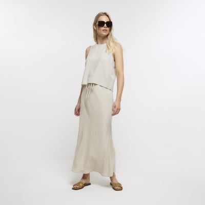 Beige vest top with linen | River Island