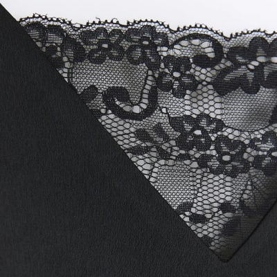 Black Lace Detail Cami Top River Island