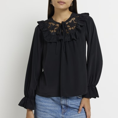 Women's Black Long Sleeve Tops | River Island