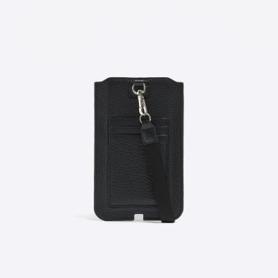 Black leather cardholder | River Island